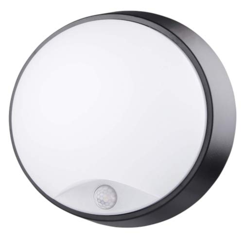 Luceco Eco Round Bulkhead LED Lighting with PIR Motion Sensor, Black ...