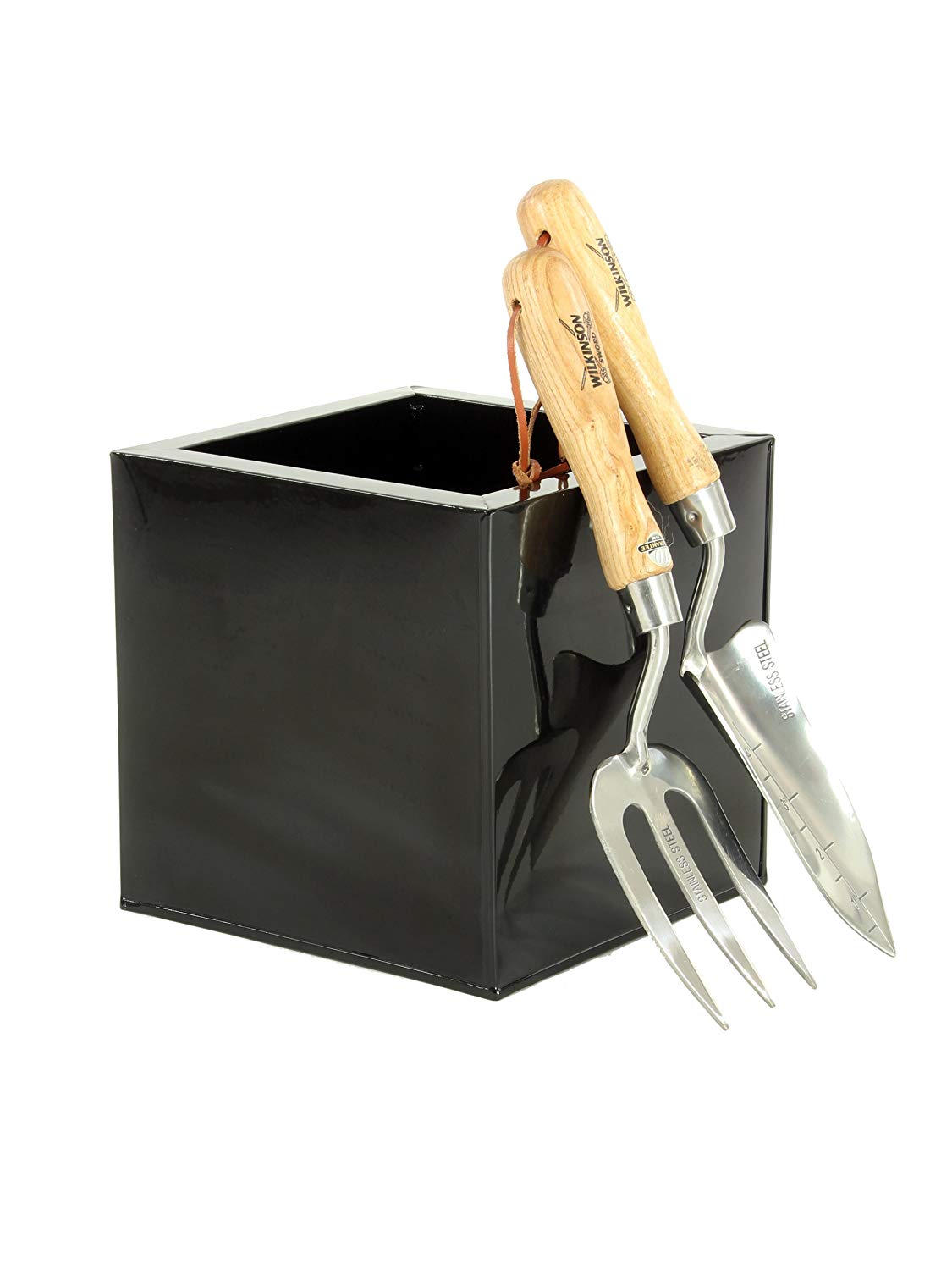 Portofino Collection 20cm Basalt Black Galvanised Steel Square Planter ...