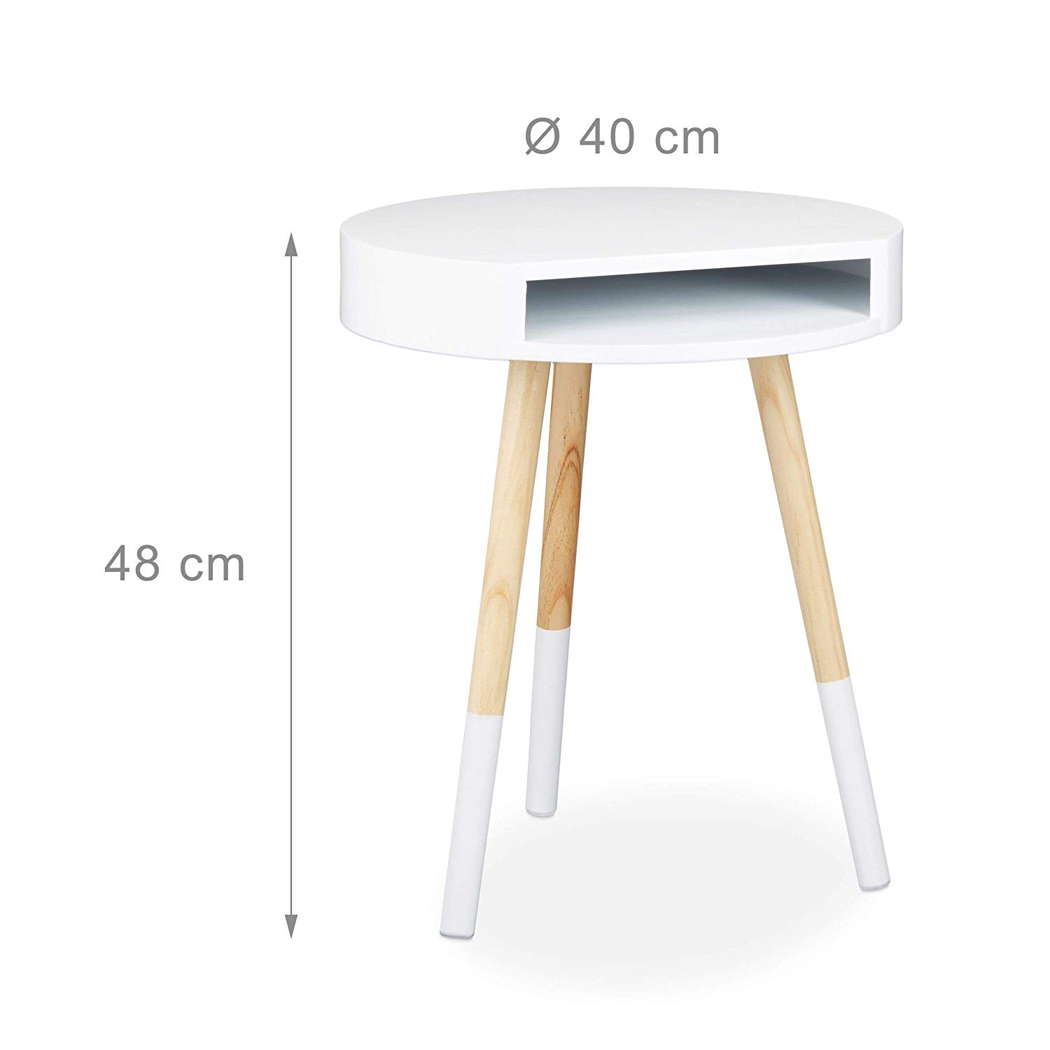 Relaxdays Side Table with Opening, Wood, White, 40 x 40 x 48 cm – BigaMart