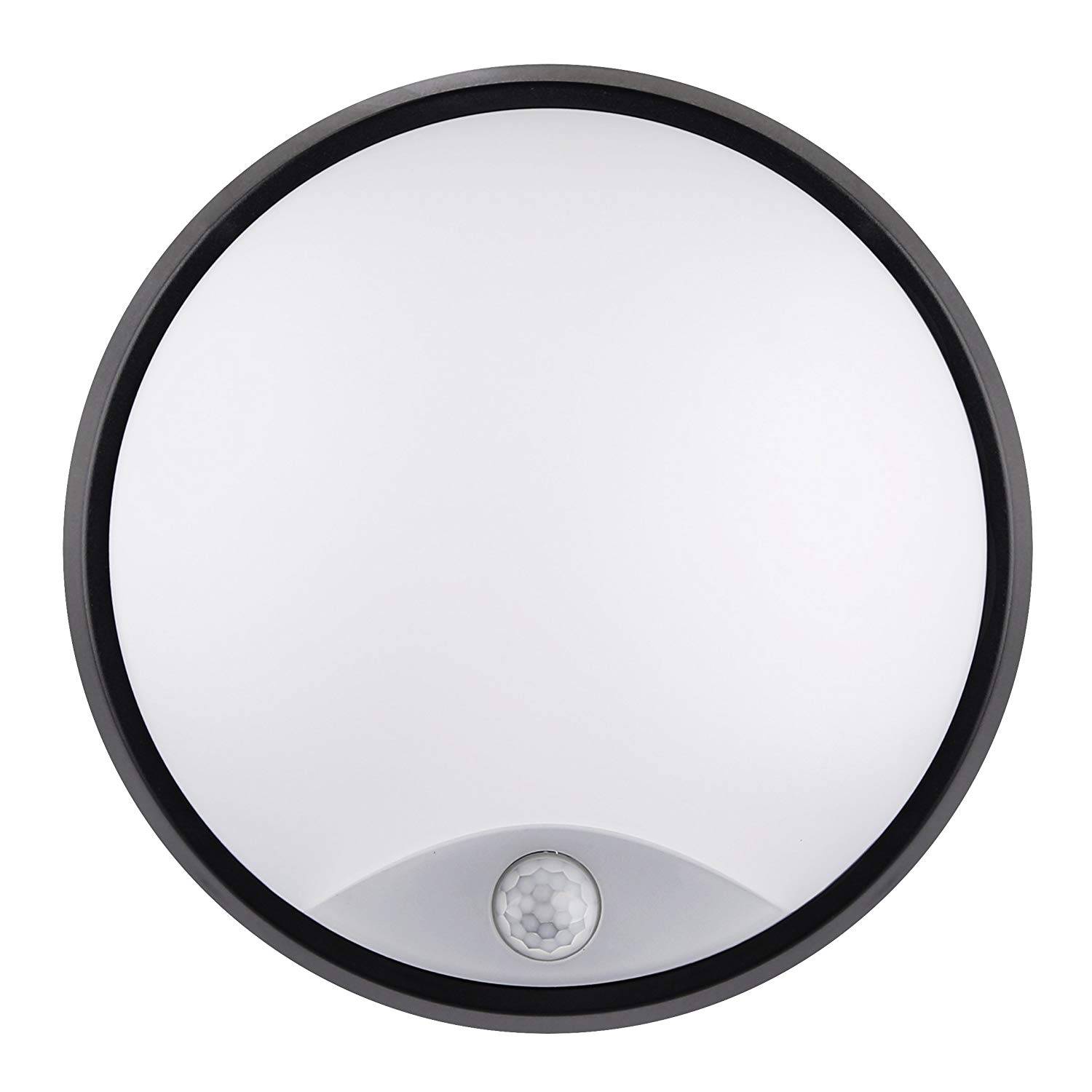 Luceco Eco Round Bulkhead LED Lighting with PIR Motion Sensor, Black ...