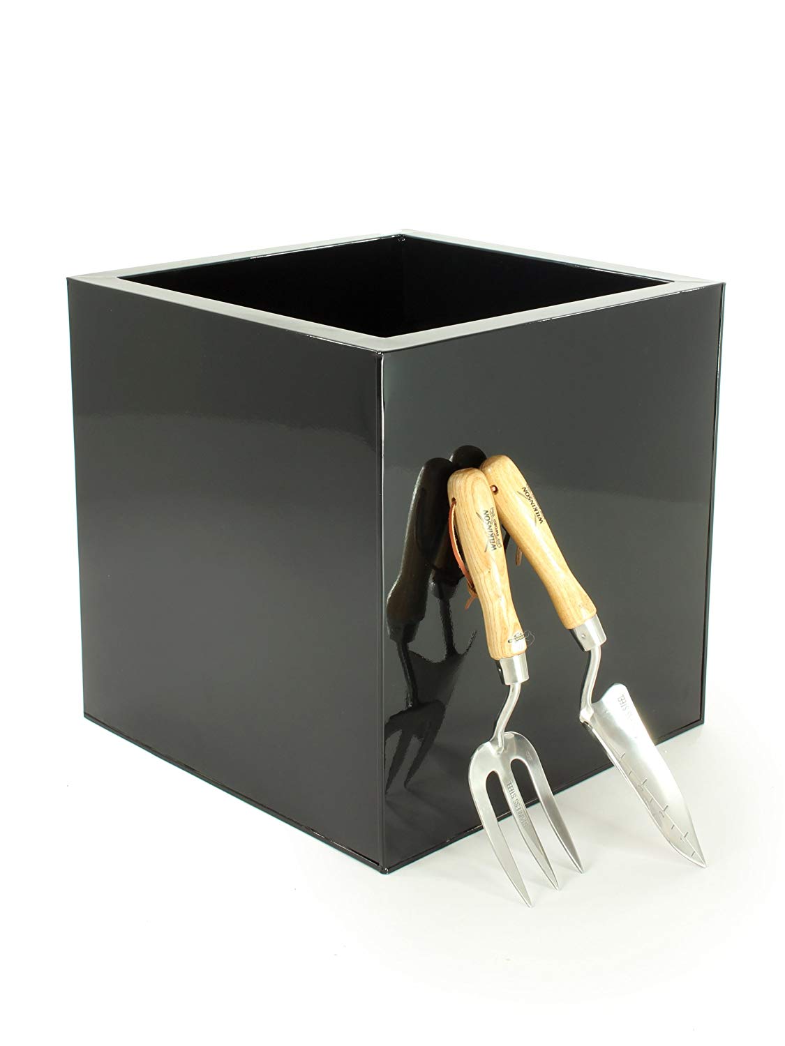 Portofino Collection 40cm Basalt Black Galvanised Steel Square Planter ...