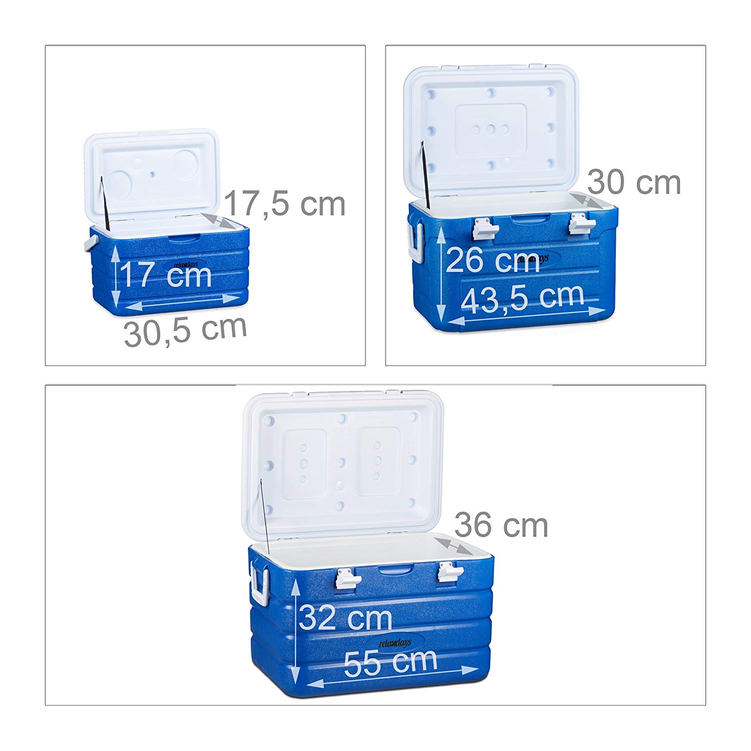 Relaxdays Coolers in Set, 3 Cool Box Trollies, Large Cool Pocket for ...