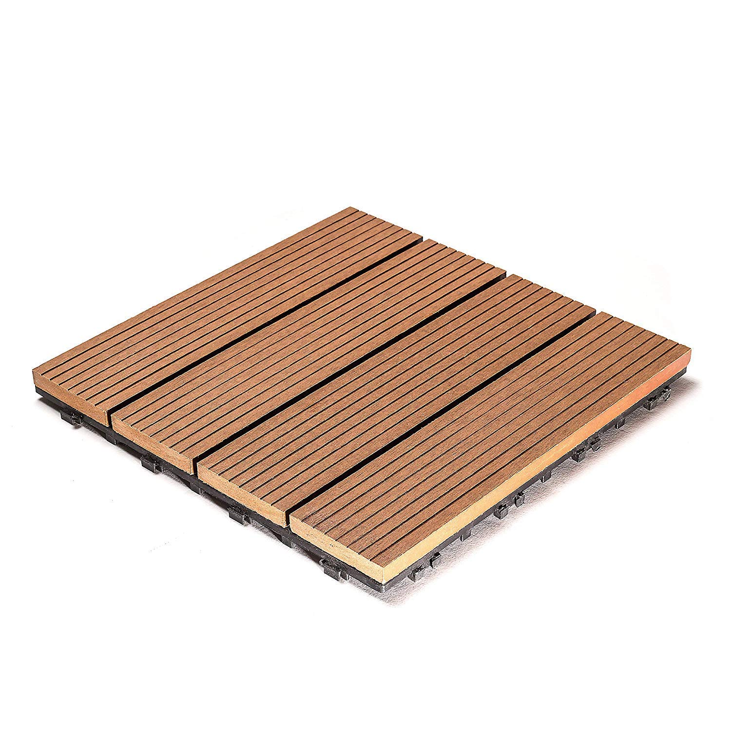 SAM® WPC patio tile, pack of 11 tiles for approx. 1 m², colour teak,4 ...