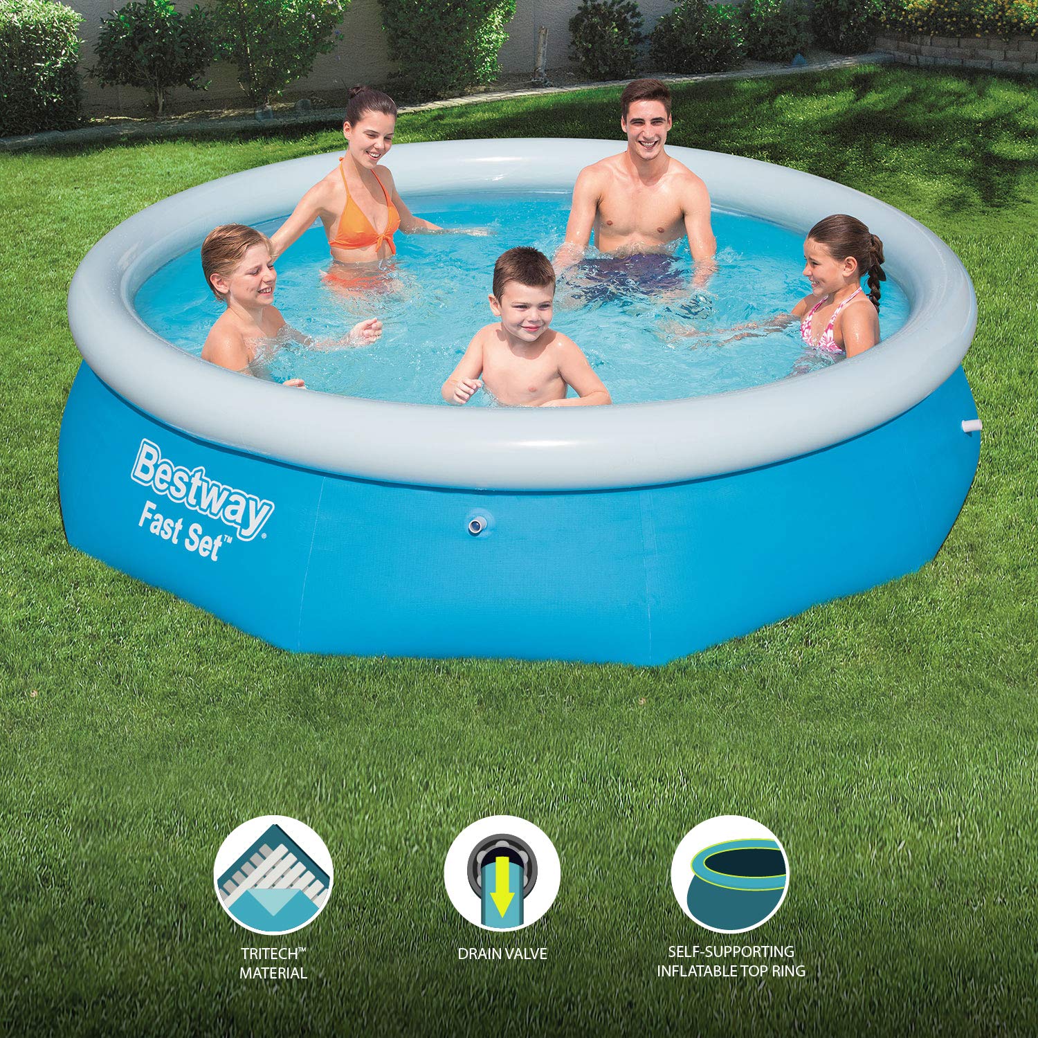 Bestway Round Kids Inflatable Paddling Pool, Fast Set, 10 ft – BigaMart