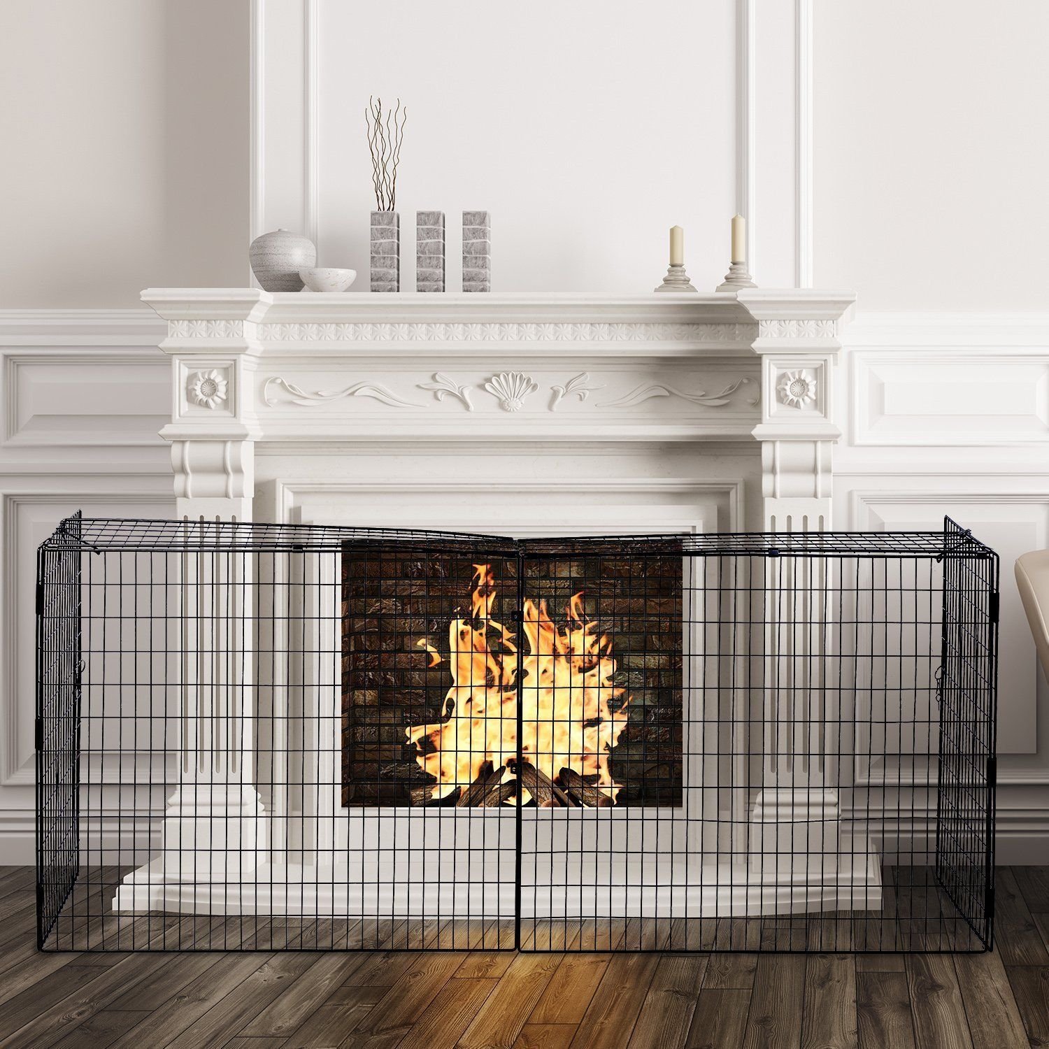 HOMCOM Extendable Fireguard Screen Fire Safe Guard Screen Folding ...
