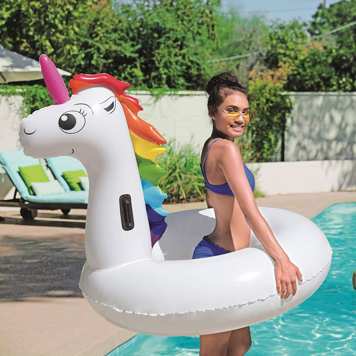 Bestway Inflatable Unicorn Rubber Ring Float, White, Small (1.27 m) – BigaMart