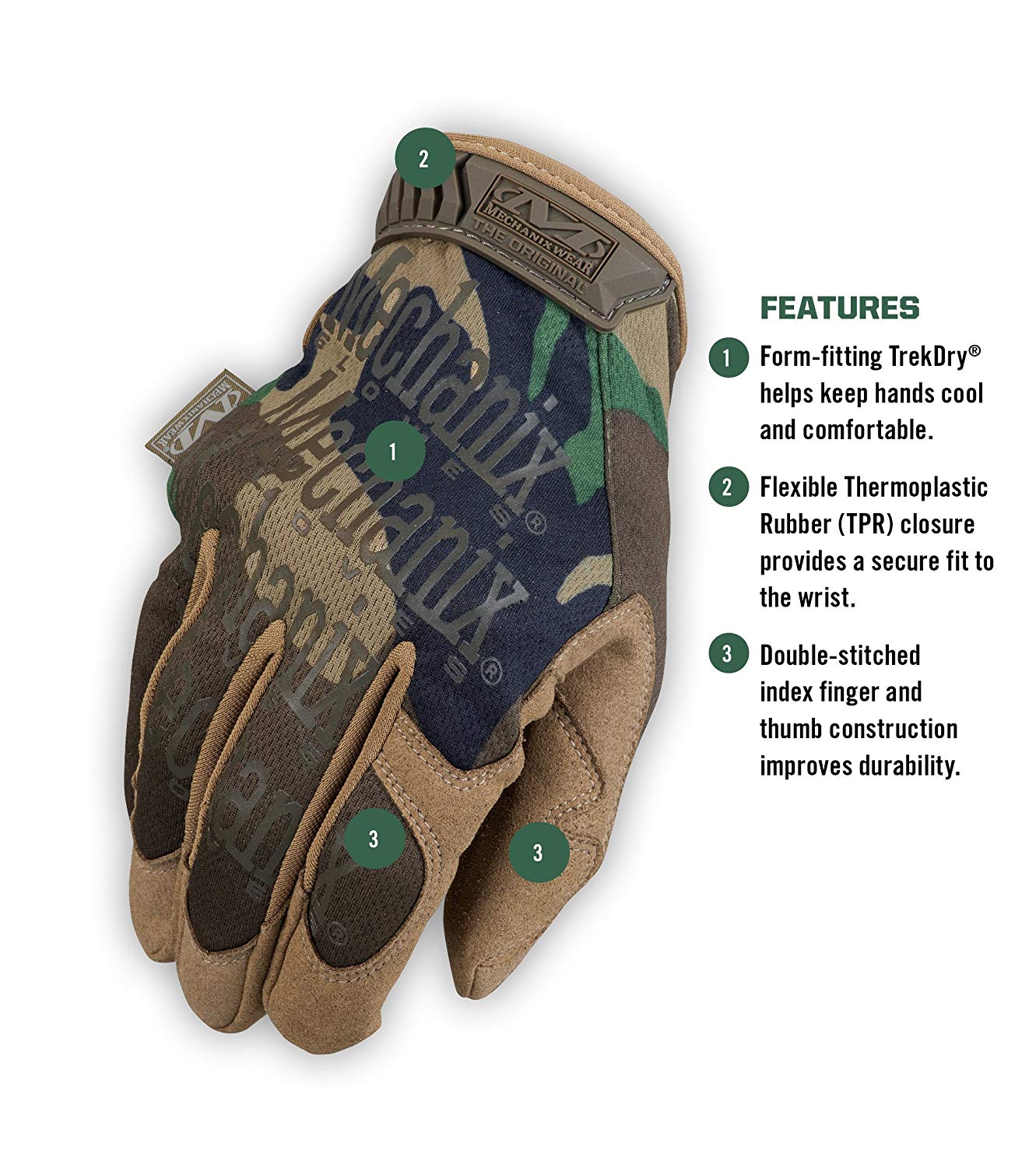 mechanix wear – original woodland camo gloves (medium, camouflage ...