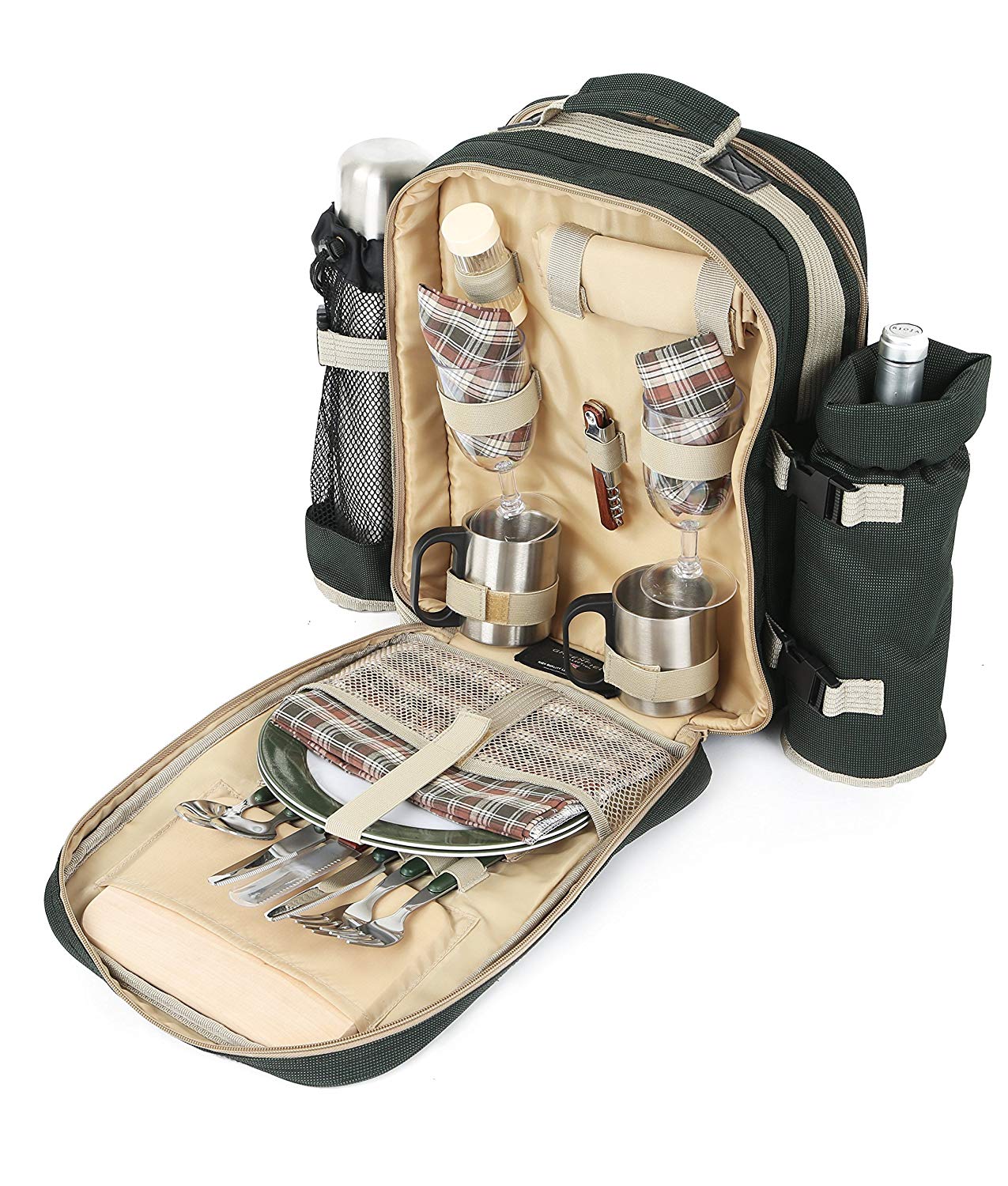 Greenfield Collection Super Deluxe Forest Green Picnic Backpack Hamper ...
