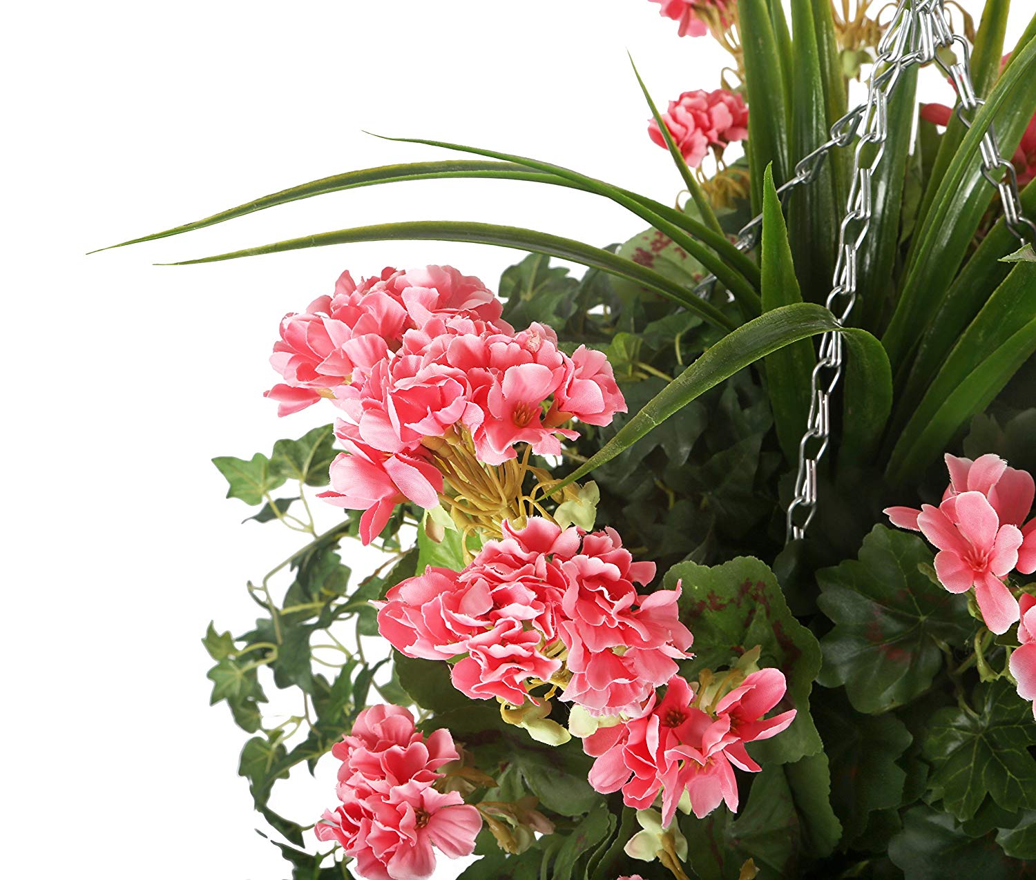 Closer2Nature Artificial Pink Geranium Display in a 12″ Round Willow ...