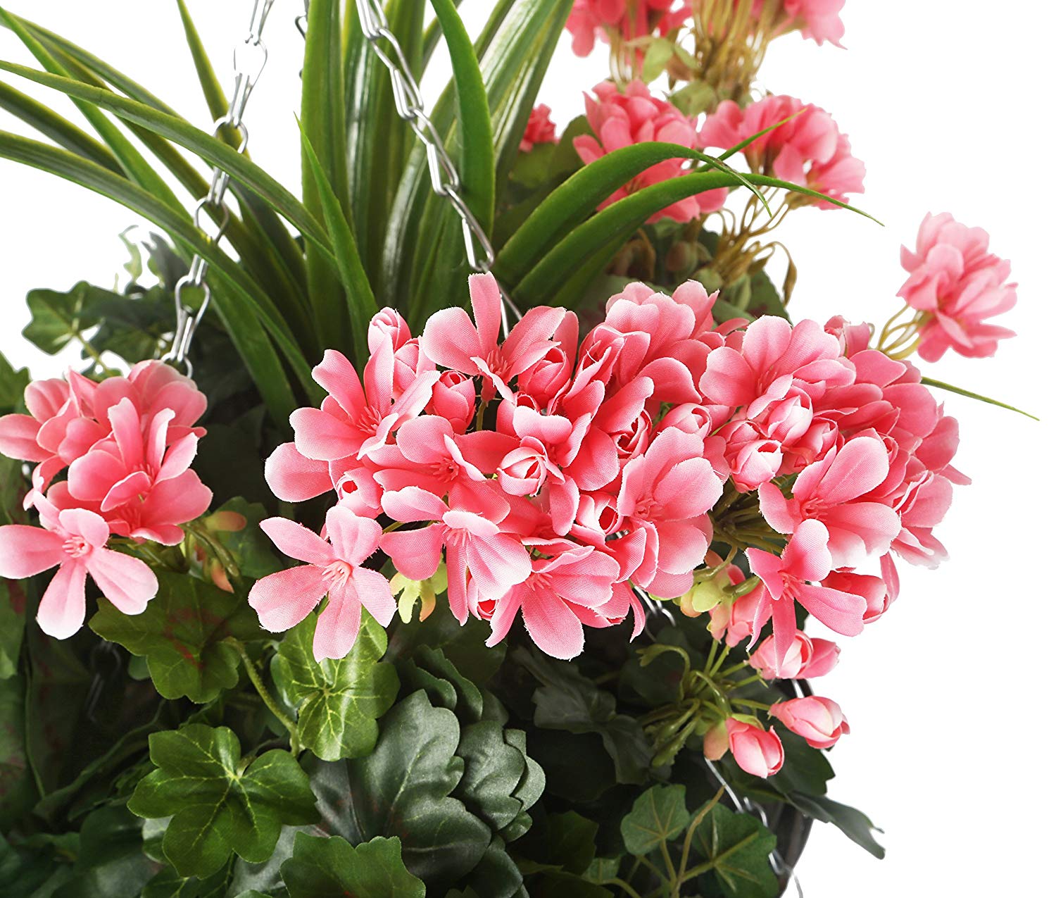Closer2Nature Artificial Pink Geranium Display in a 12″ Round Willow ...