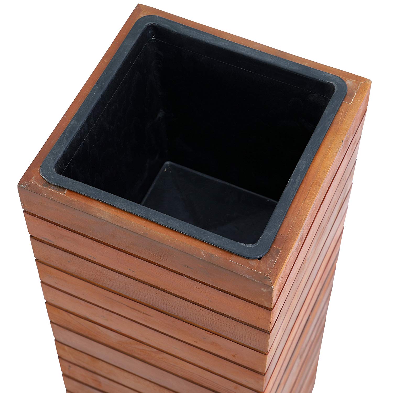 greemotion Column Planter, FSC 100% Acacia Wood Tall Planter Pot with ...