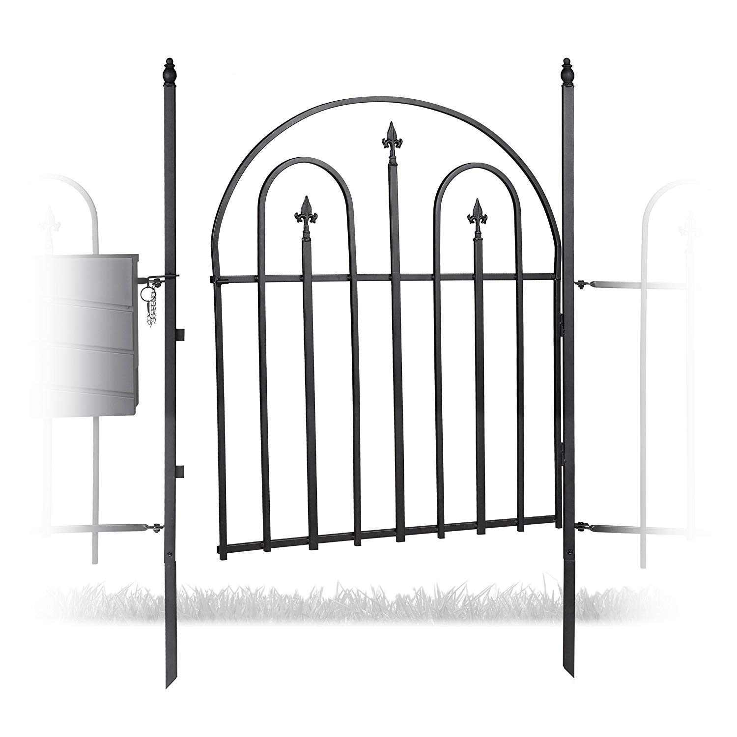 Relaxdays GOTH Metal Gate with Posts, Antique Style, 120 cm Tall, 90 cm ...