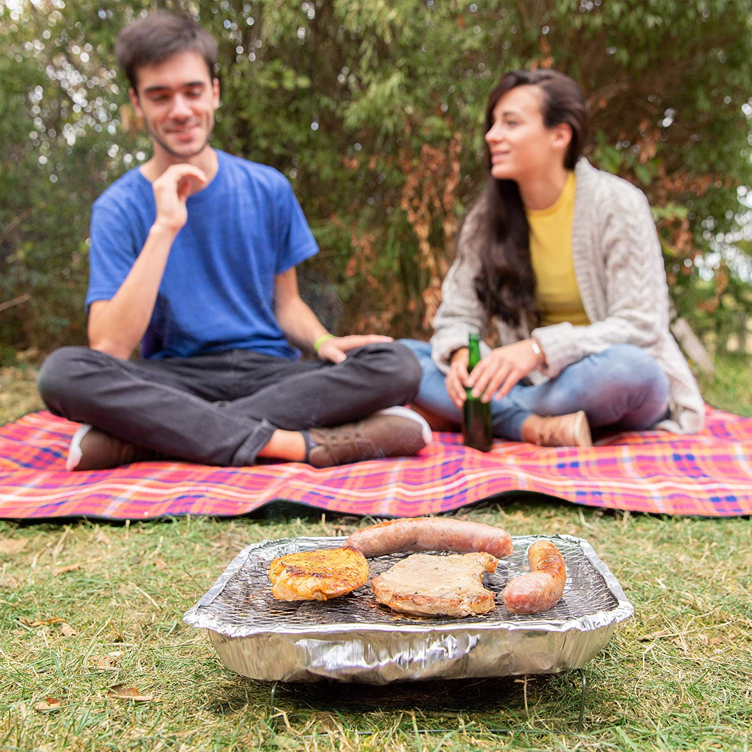 Relaxdays Disposable Charcoal Barbecue, Ready for Use, 2 Supporting ...
