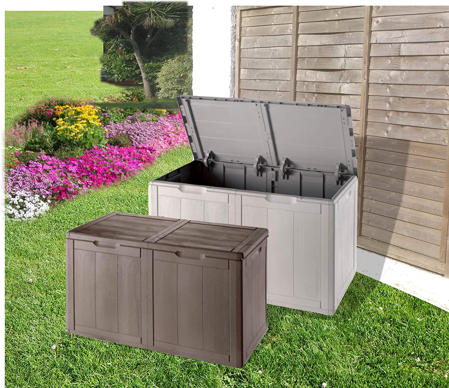 groundlevel Amazing Weatherproof Outdoor Garden Storage Box – Brown ...
