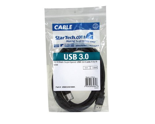StarTech 10 ft Black SuperSpeed USB 3.0 Cable A to B – M/M- for P/N: PCIUSB3S4 – PEXUSB3S23 ...