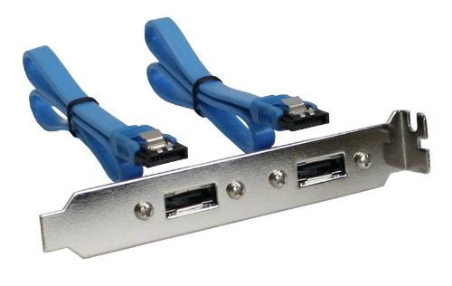 InLine® eSATA bracket, 2x internal SATA male to external eSATA female ...