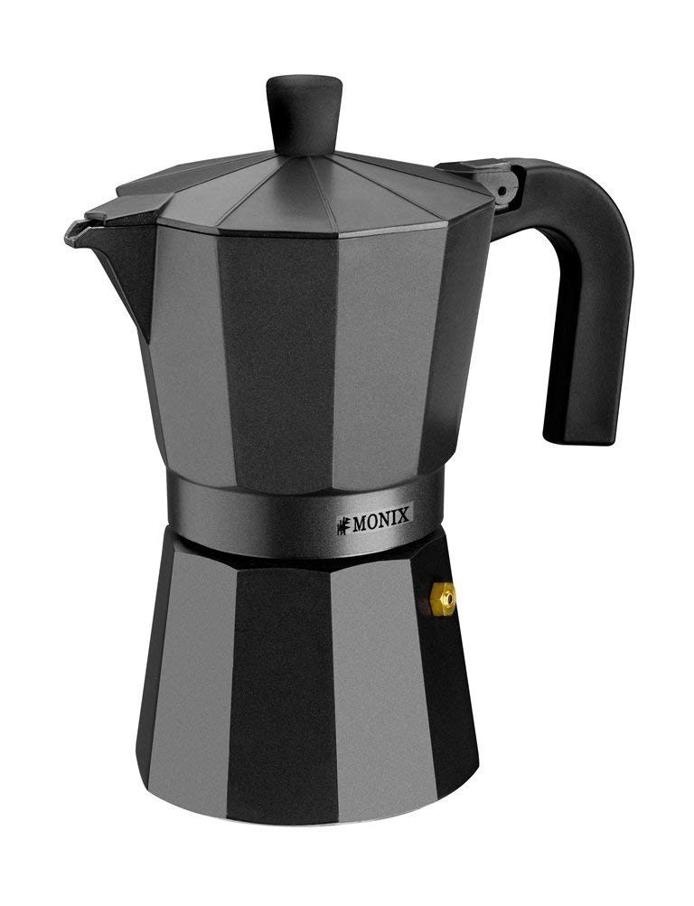 Monix Vitro Noir Aluminium Non-Stick 12 Cups Coffee Maker, Black, 30 x ...