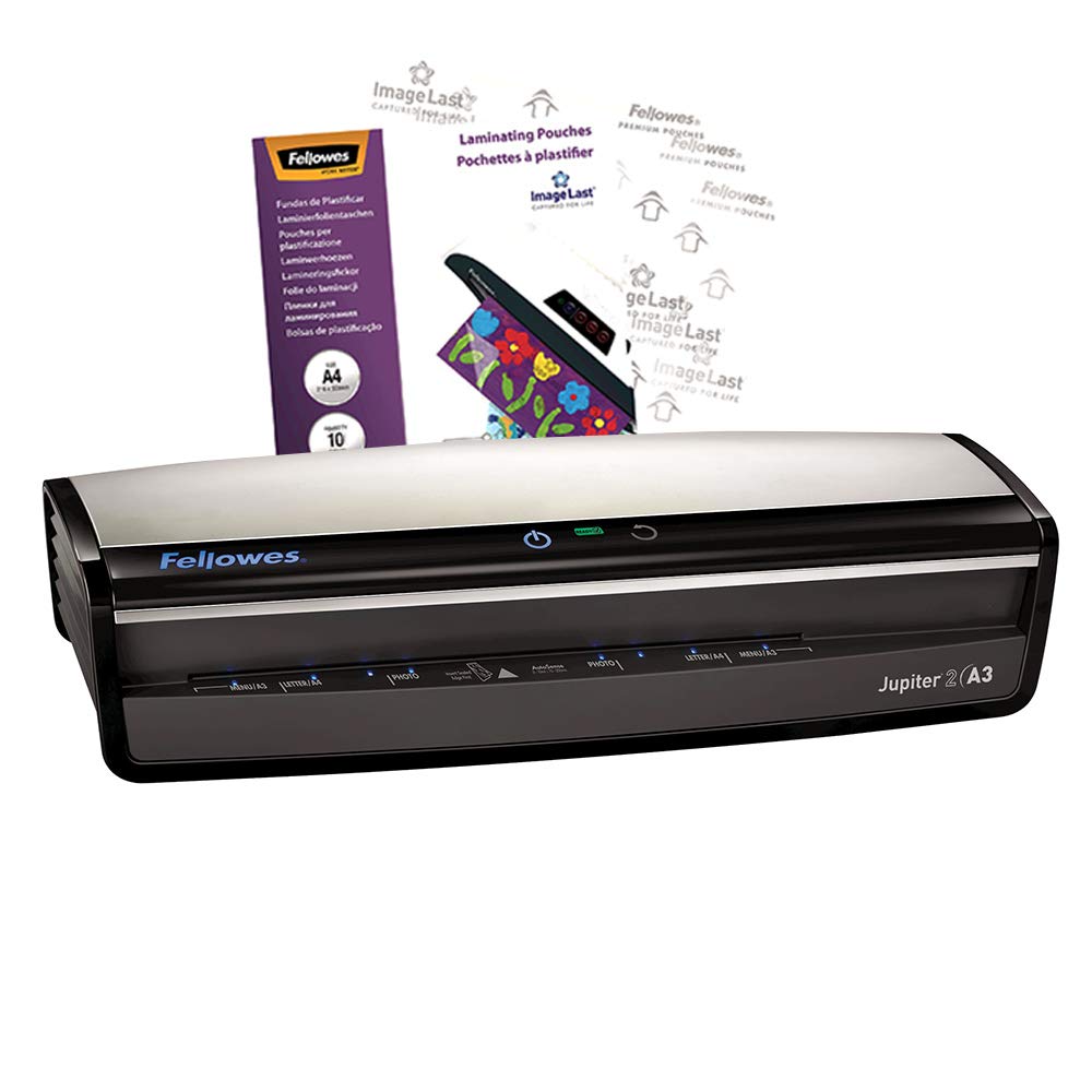 Fellowes Jupiter 2 A3 Office Laminator, 80-250 Micron, Rapid 1 Minute Warm Up Time, Including 10 ...