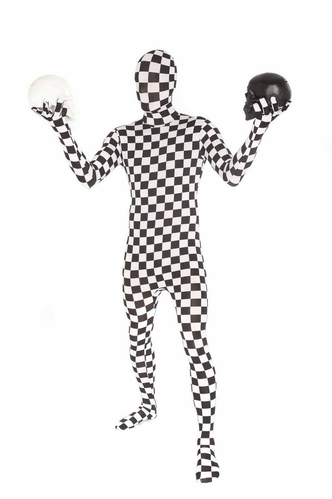 Black and White Check Morphsuit Fancy Dress Costume – size Xlarge – 5 ...