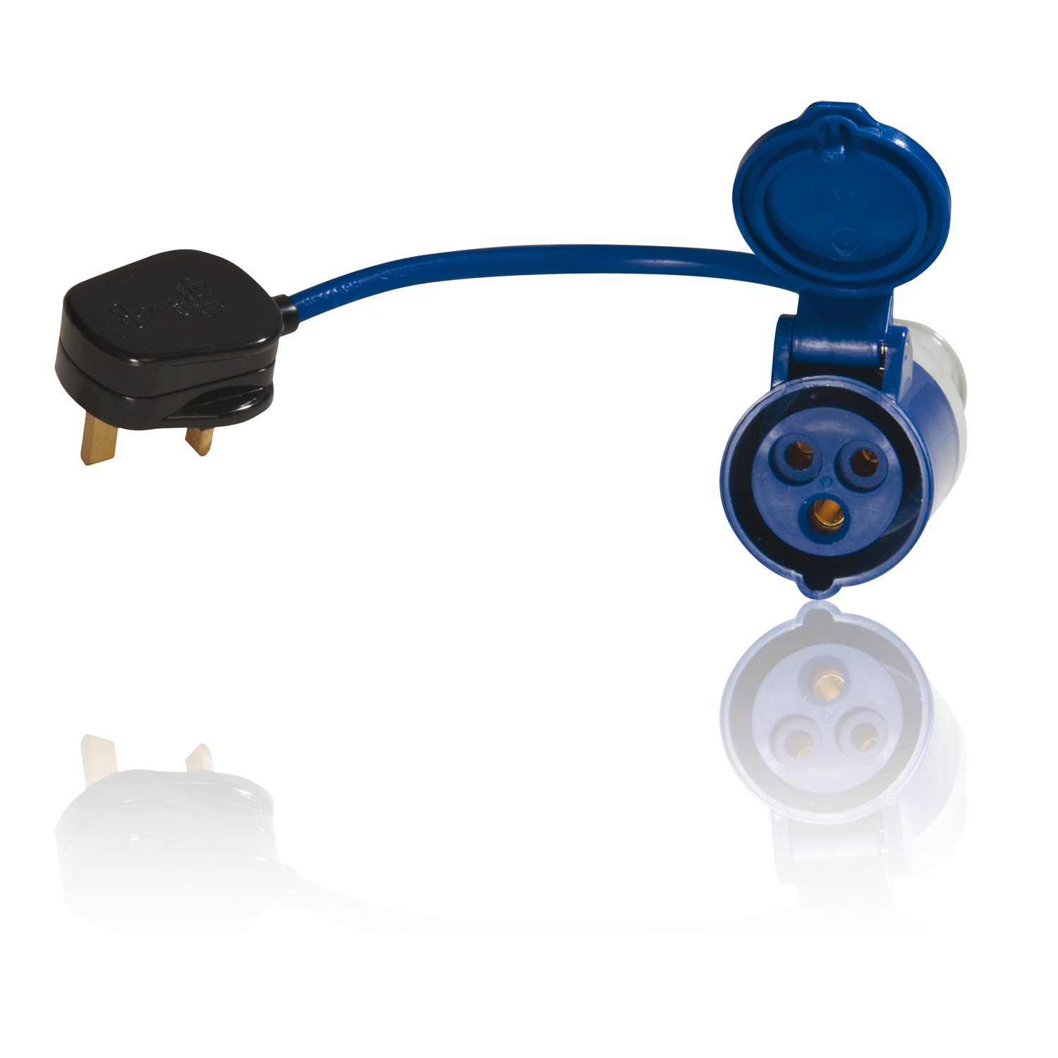 pro elec 13 A UK Plug to 16 A 3 Pin Socket Adapter for Tent/Motorhome ...