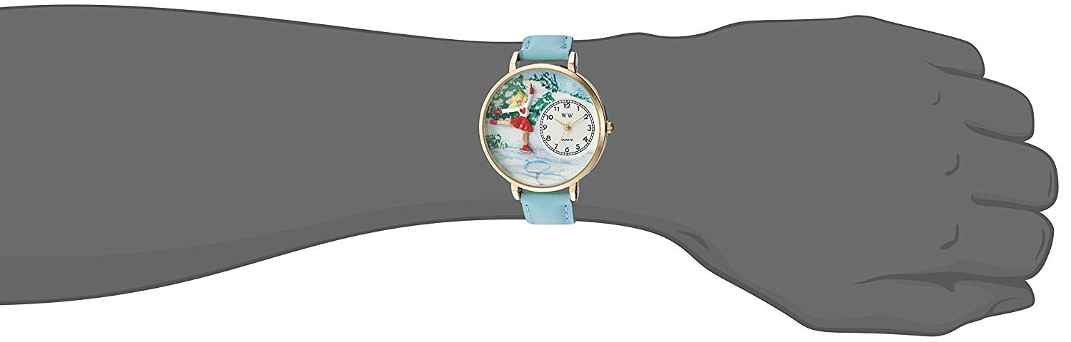 Whimsical Watches Ice Skating Baby Blue Leather and Goldtone Unisex ...