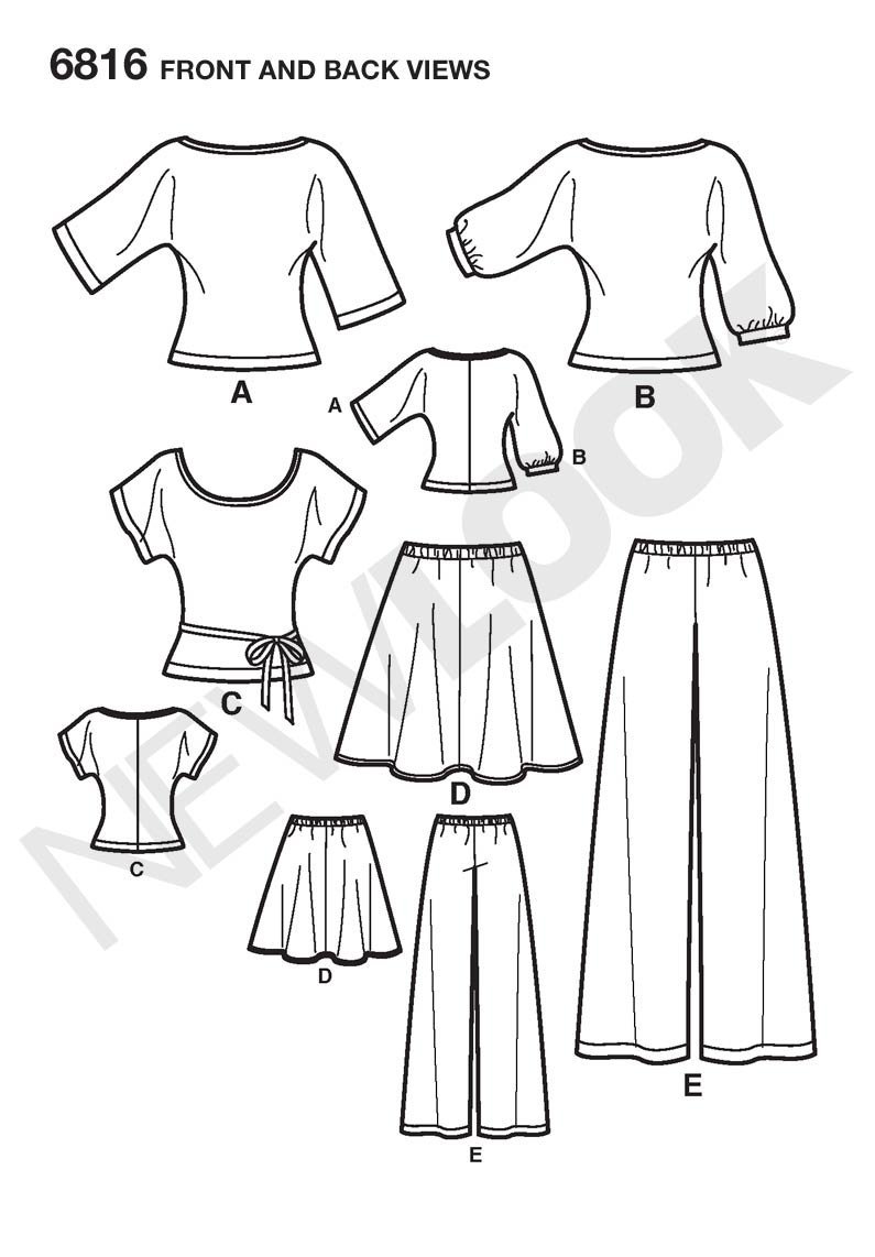 New Look Sewing Pattern 6816: Misses Separates, Size A, A (A (10-12-14 ...