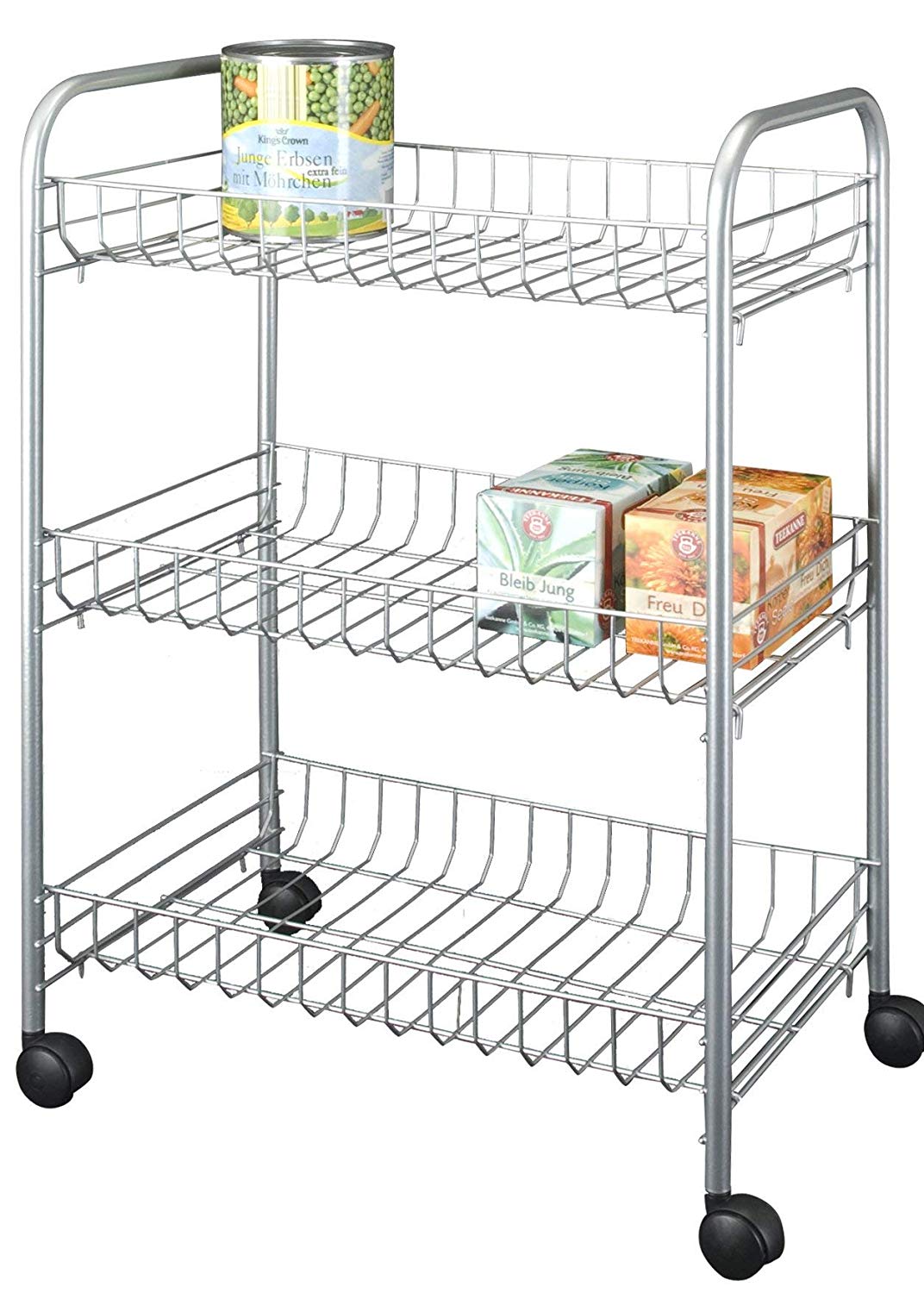 Metaltex Sprinter 938000039 Multi-Purpose Rolling Shelf Unit 3 Shelves ...