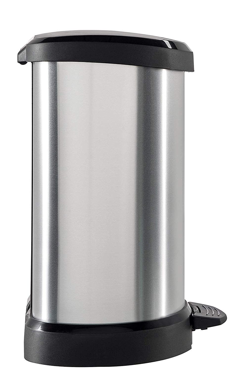Curver Metal Effect Plastic Pedal Touch Deco Bin, Silver, 20 Litre ...