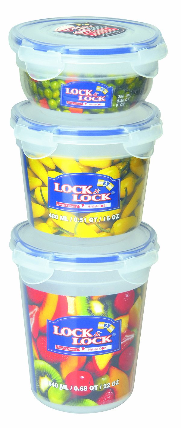 Lock & Lock HSM9140S3 Set of Round Multi-Use Food-Storage Boxes – BigaMart