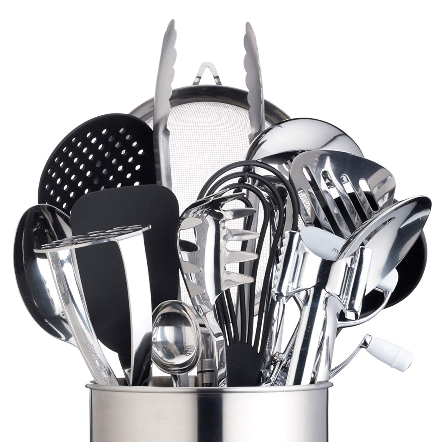 MasterClass Extra-Large Stainless Steel Kitchen Utensil Holder, 18 x 18 ...