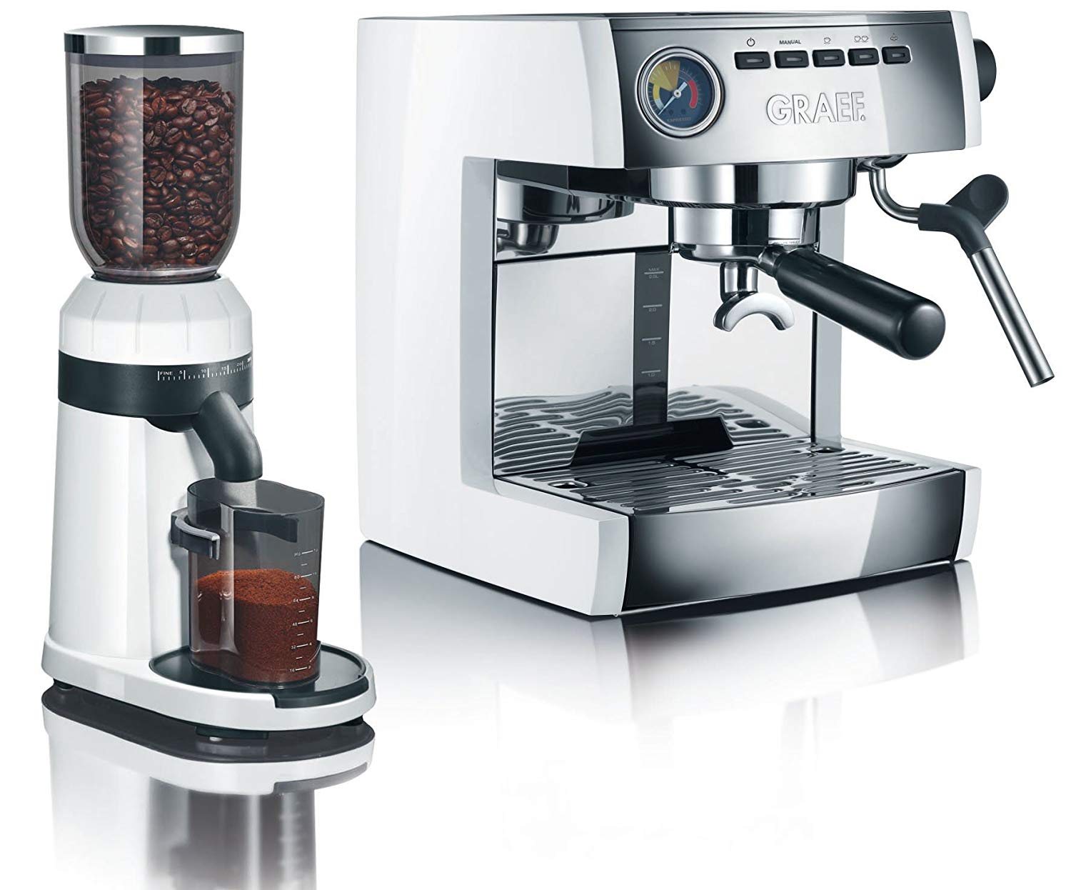 Graef Stainless Steel Espresso Machine and Grinder, 2.5 Litre, 1470 ...