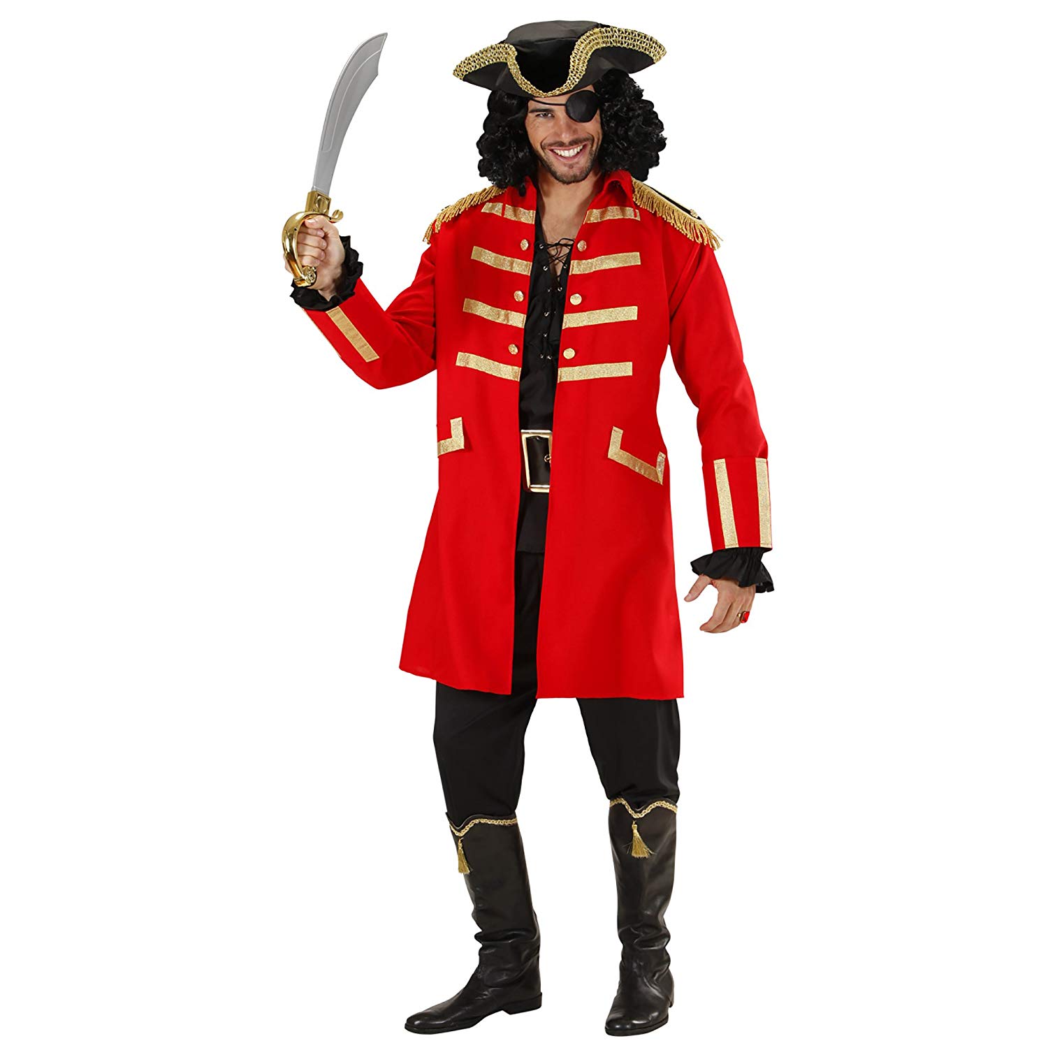 Red Pirate / Captain Costume Small for Buccaneer Fancy Dress – BigaMart
