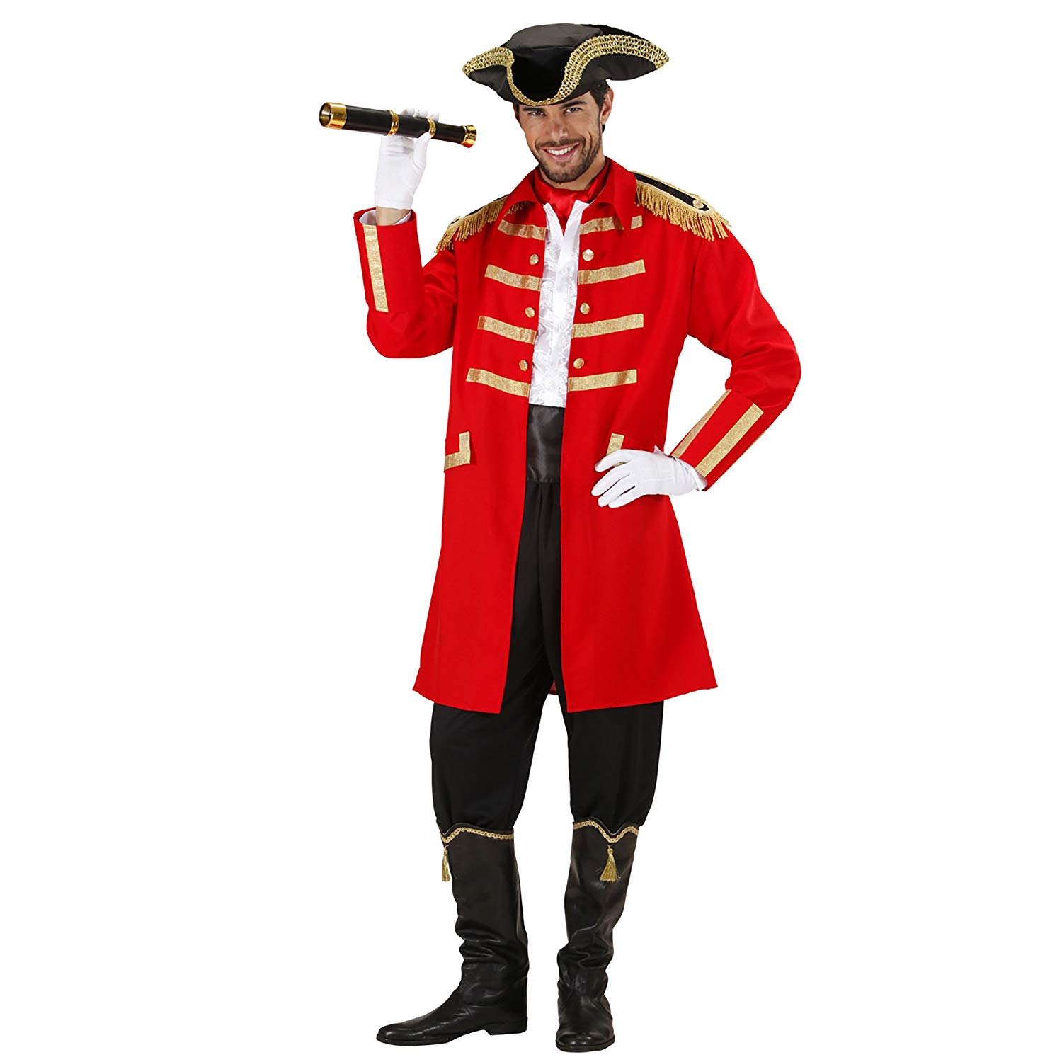 Red Pirate / Captain Costume Small for Buccaneer Fancy Dress – BigaMart