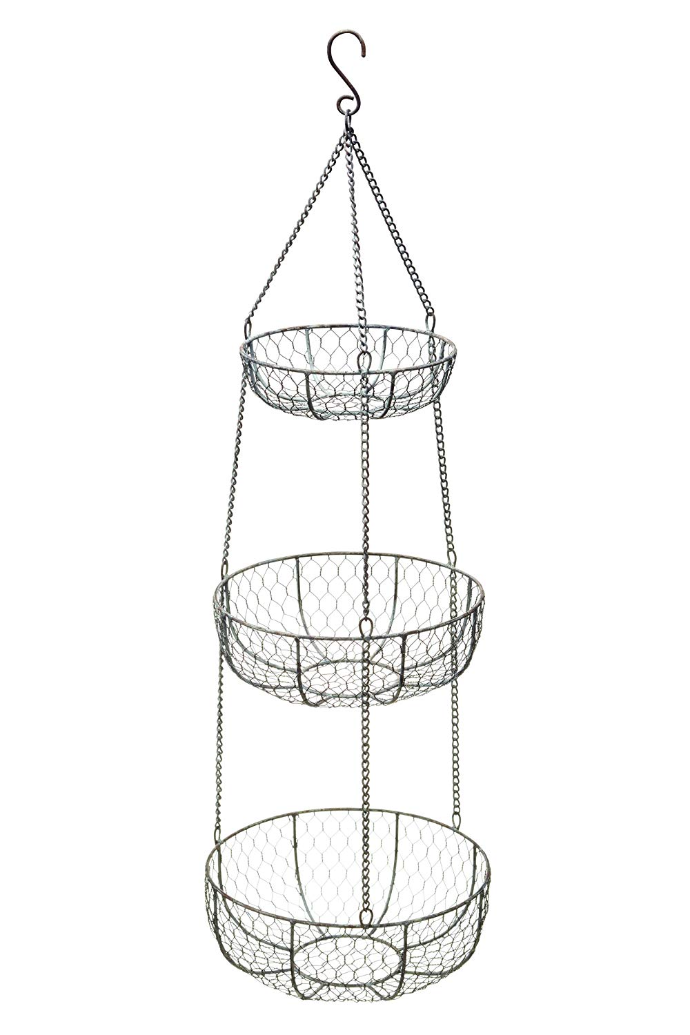 KitchenCraft Hanging Kitchen Storage Baskets, 3 Tier Vintage Style Wire ...
