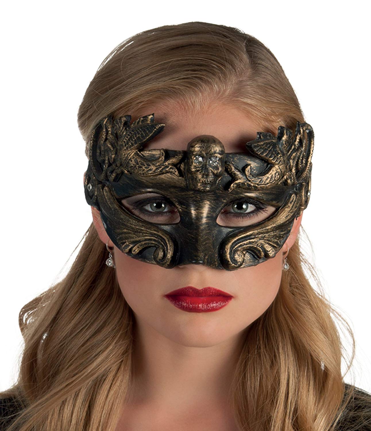 Boland 00374 Venetian skull mask, brown/black, one size fits all – BigaMart