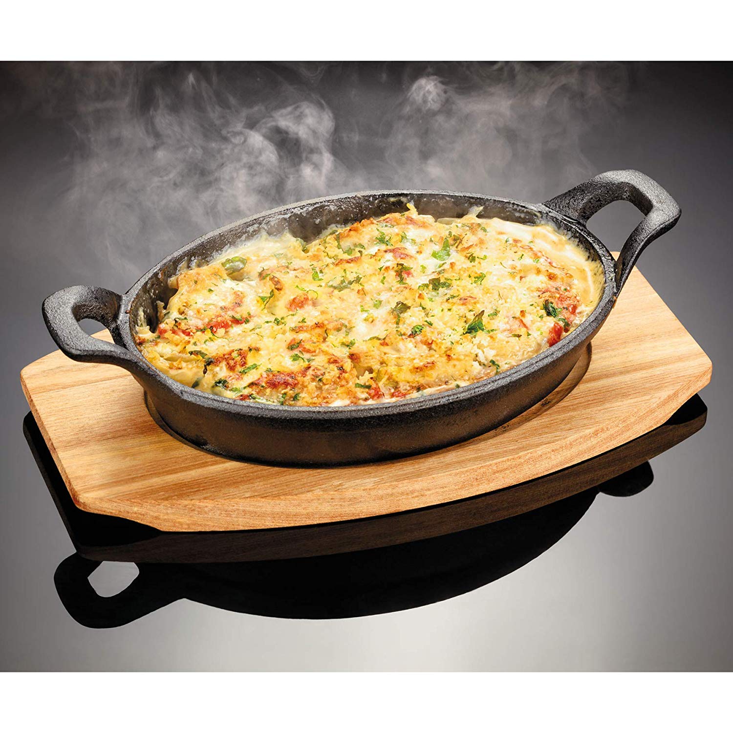 Judge JST60 Sizzle & Serve Medium Gratin Dish, Cast Iron Skillet with ...
