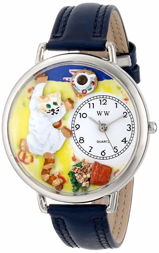 Whimsical Watches Bad Cat Navy Blue Leather and Silvertone Unisex ...