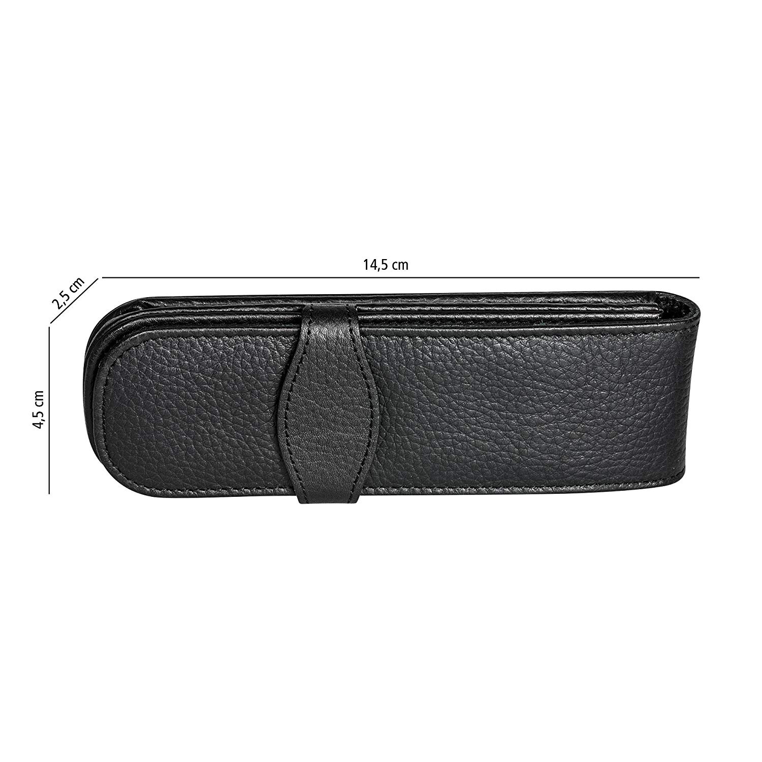 ONLINE Leather pen case, made of genuine leather, black, for two pens ...