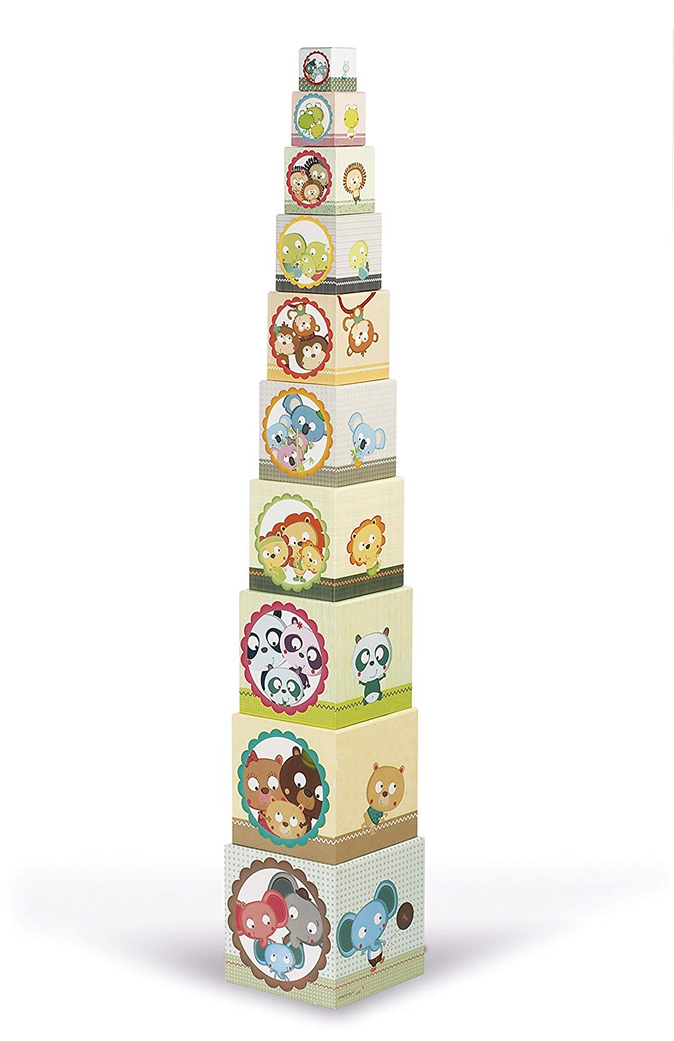 Janod – Family Portraits Square Pyramid – Stacking Blocks – Toddler ...