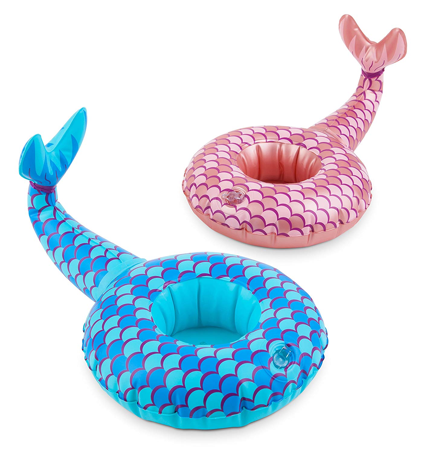 BigMouth Inc. Inflatable 2 Pack Mermaid Tail Pool Drink Holder/Floats ...