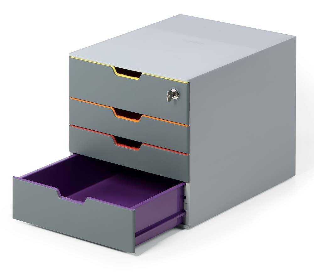 Durable VARICOLOR SAFE 4 Drawer Unit | Desktop Drawer Set with 4 Colour ...
