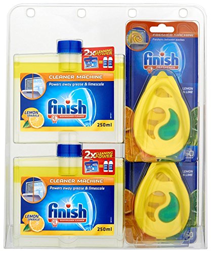 Finish Dishwasher Freshener and Cleaner Multipack, Lemon, 2 x ...