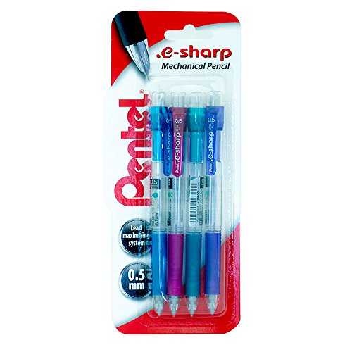 Pentel E-Sharp mechanical pencil, Assorted colours, 1 blister of 4 ...