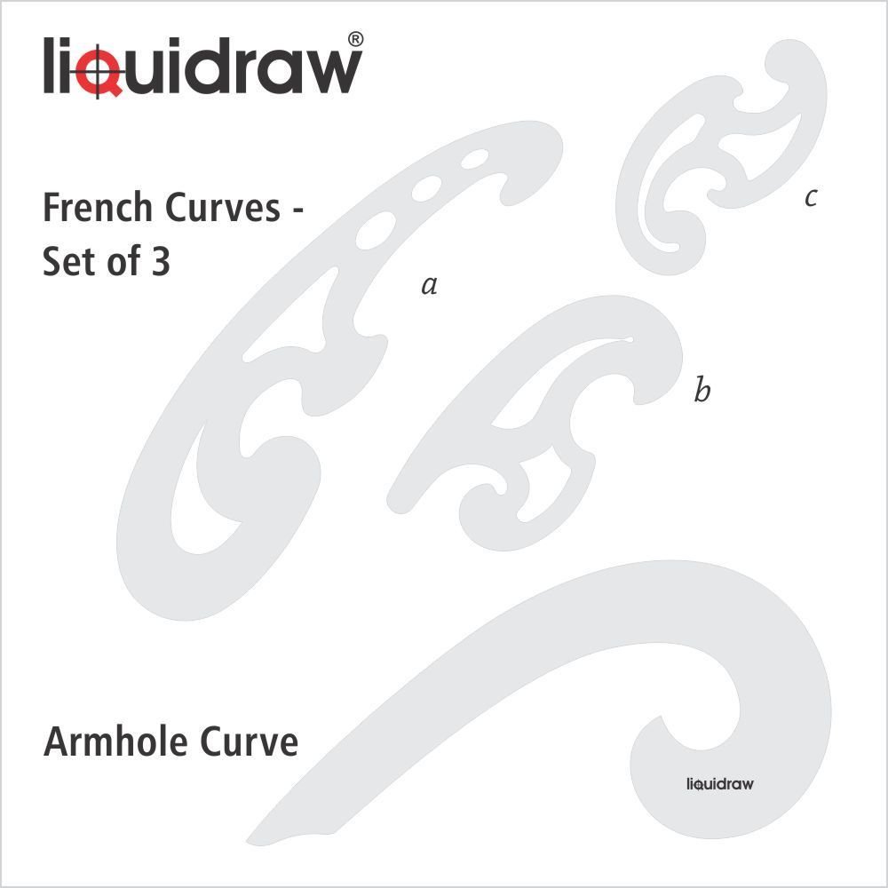 Liquidraw French Curve Set of 4 Rulers Clear Technical Drawing Stencil ...