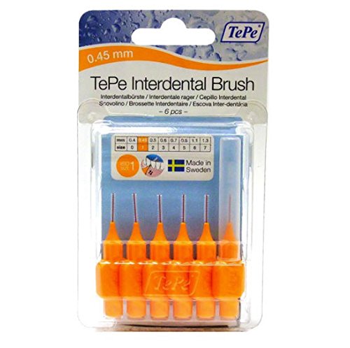TePe Pack of 6 Blister Interdental Brushes, Orange, 0.45 mm, 3 Units ...