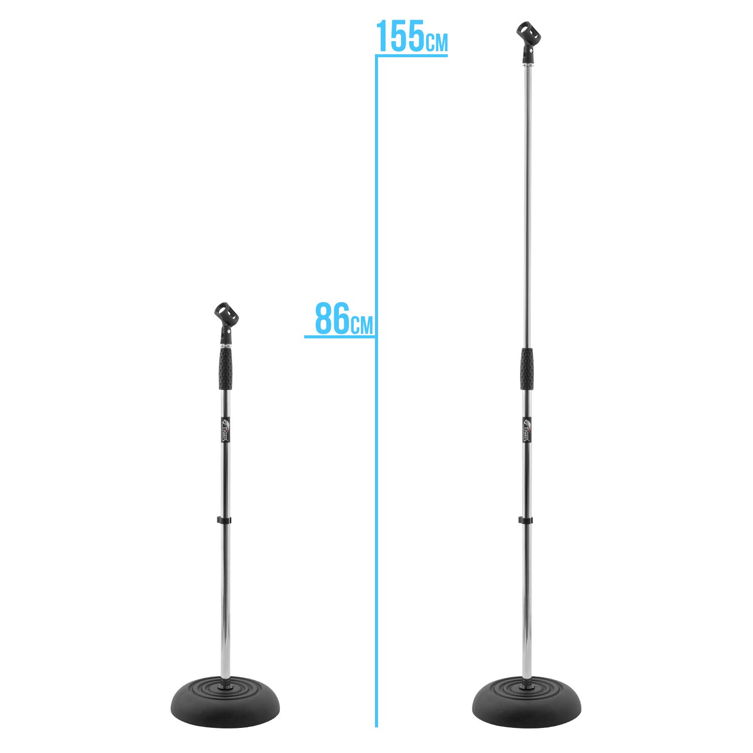 Tiger Adjustable Microphone Stand with Heavy Round Base – Chrome – BigaMart