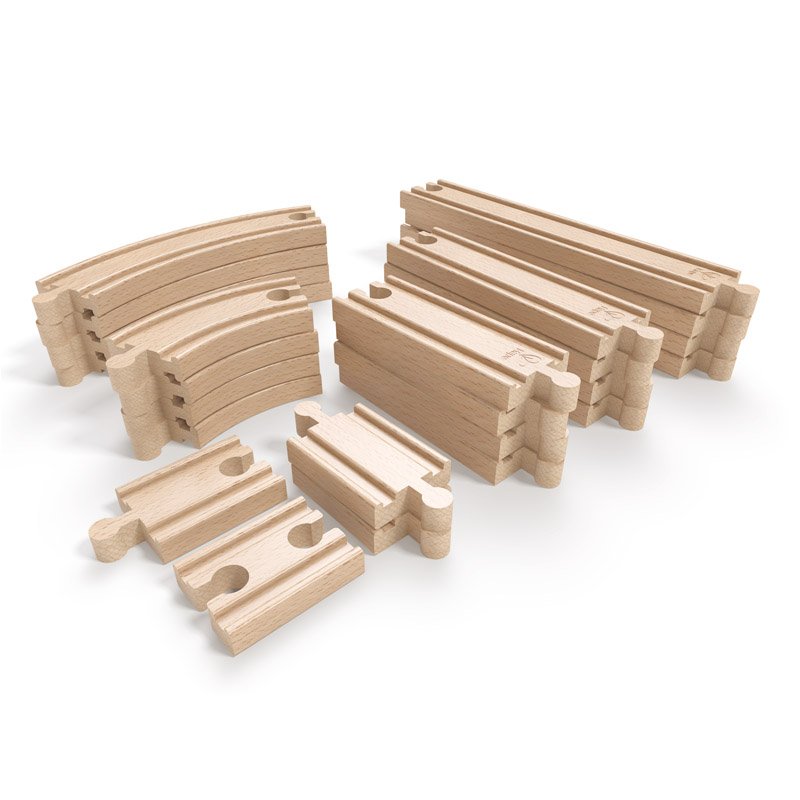Hape E3707 Super Expansion Rail Pack – Wooden Train Track Accessories – BigaMart