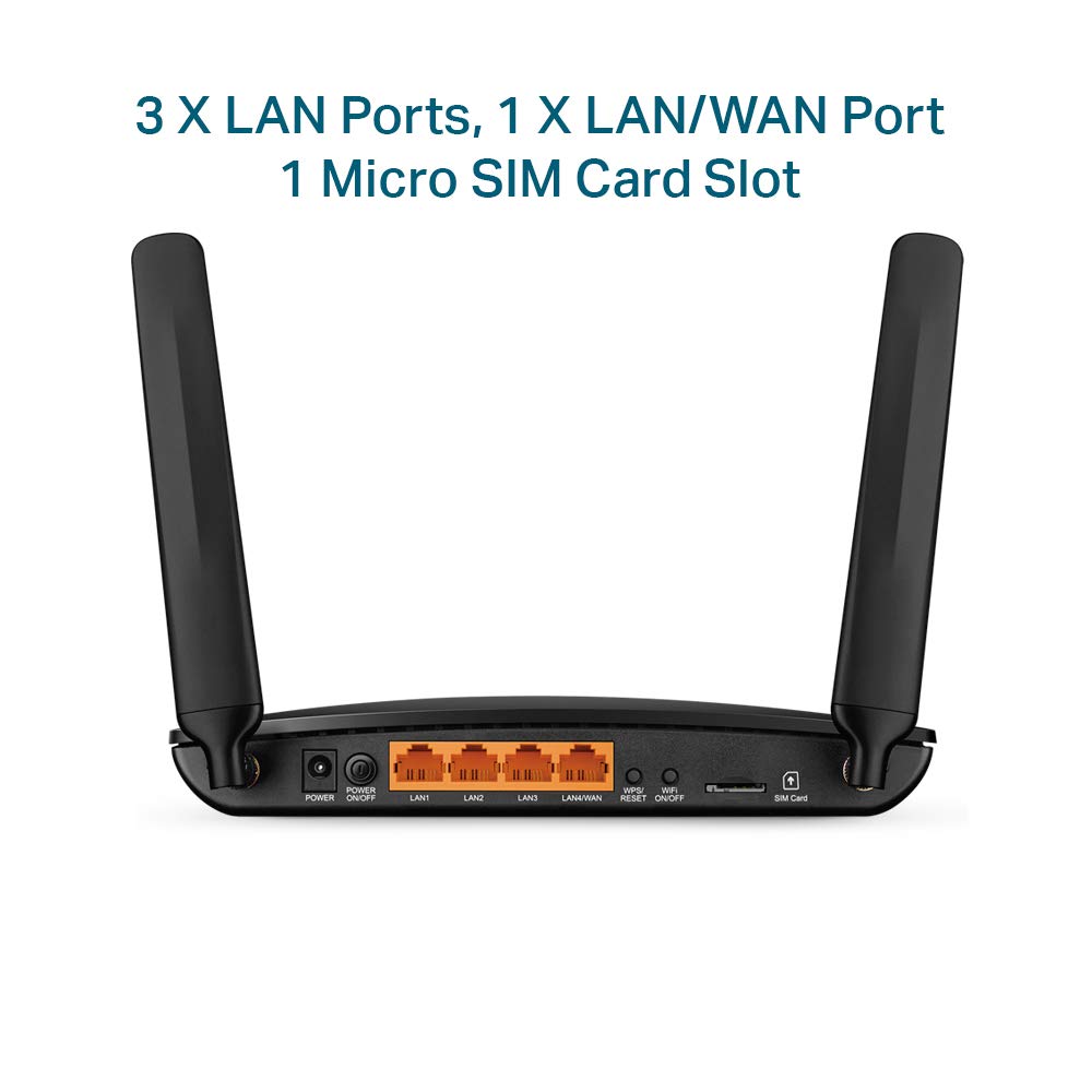 TP-Link TL-MR6400 4G LTE WiFi Router, SIM Card Slot, 4G Router, 4 LAN ...