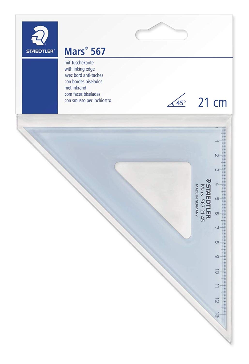 Staedtler Mars 567 21-45 Set Square 45/45 Degree, 20 cm – Blue – BigaMart