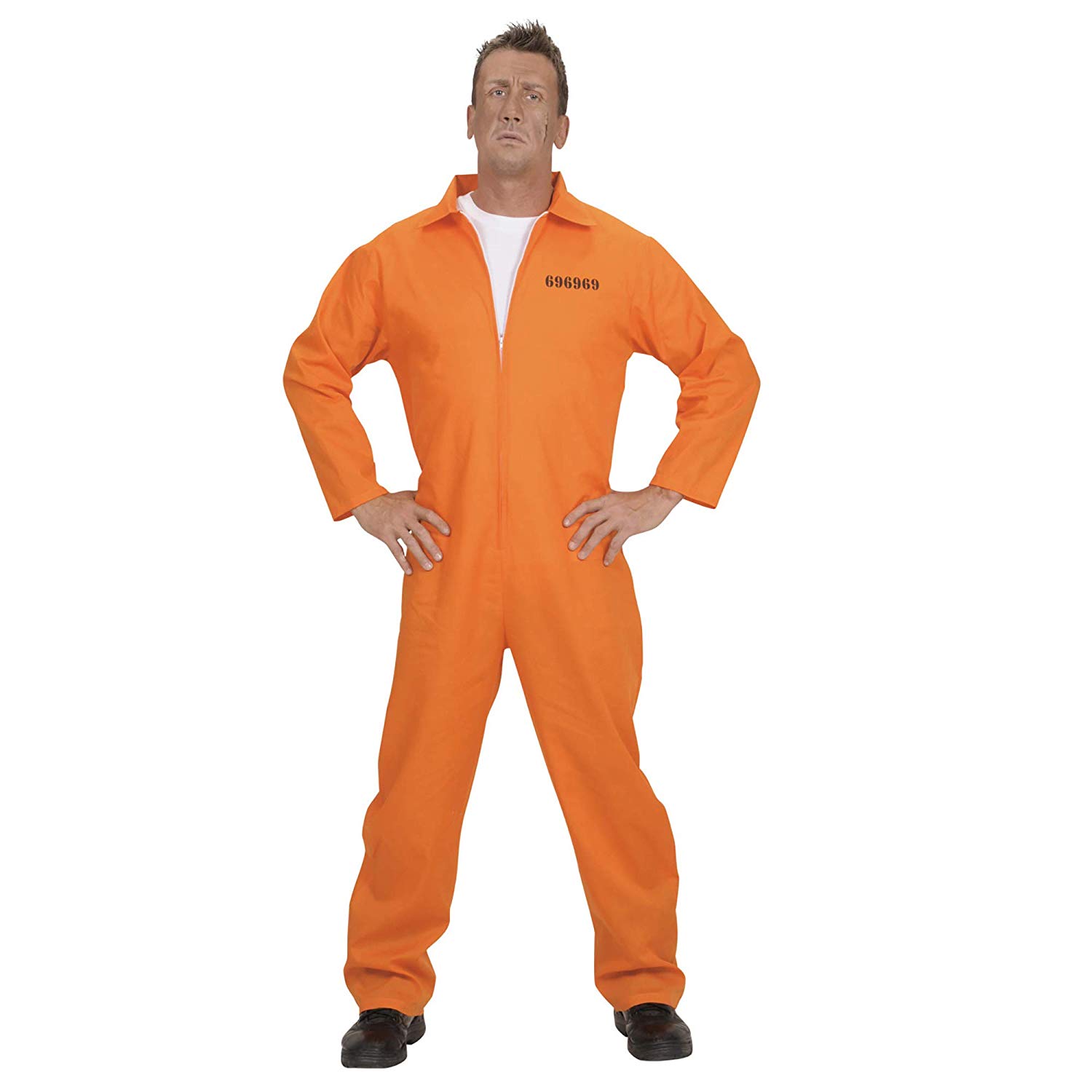 County Jail Inmate Costume Large for Prisoner Convict Jail Fancy Dress ...